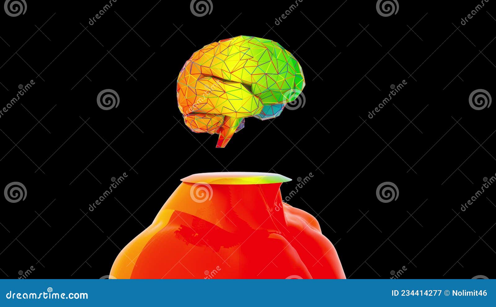 Human Body with Digital Brain Stock Illustration - Illustration of ...
