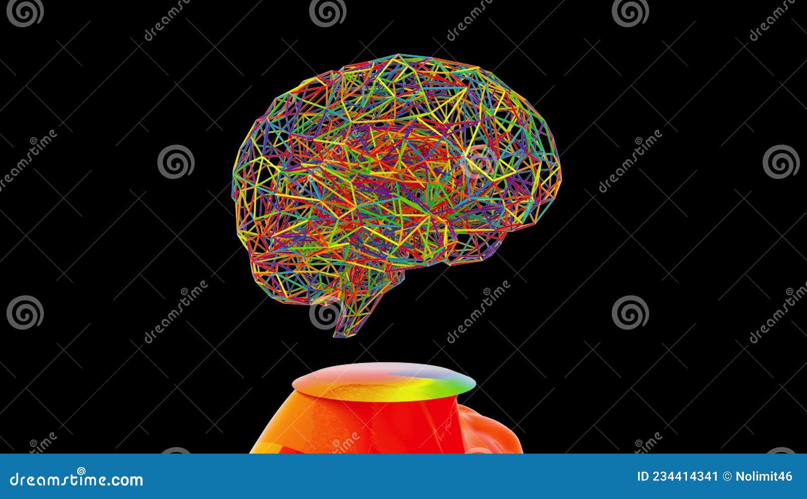 Human Body with Digital Brain Stock Illustration - Illustration of ...