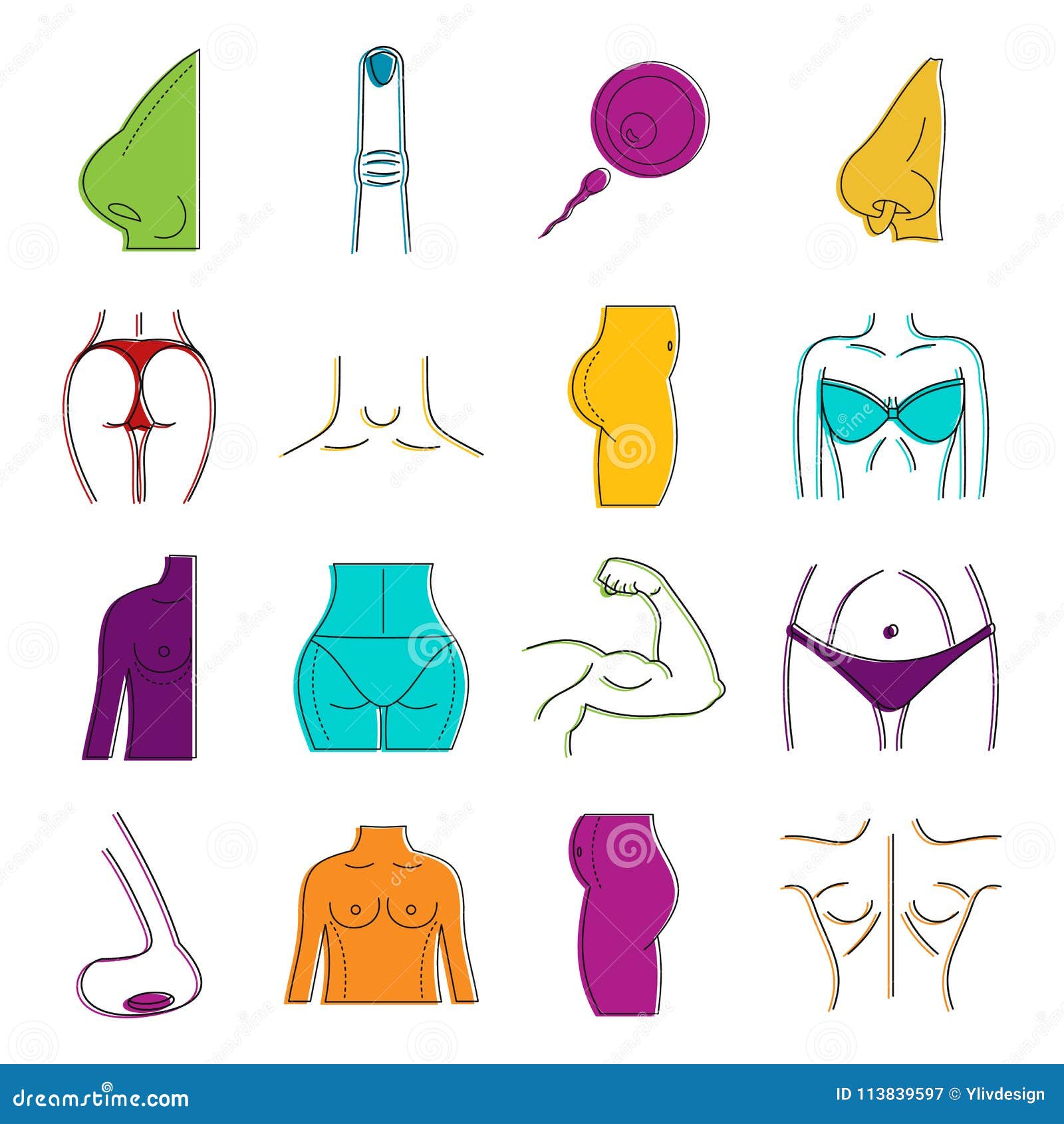 Human Body Icon Set, Color Outline Style Stock Vector - Illustration of ... Human Body Icon Set, Color Outline Style Stock Vector - Illustration of ...