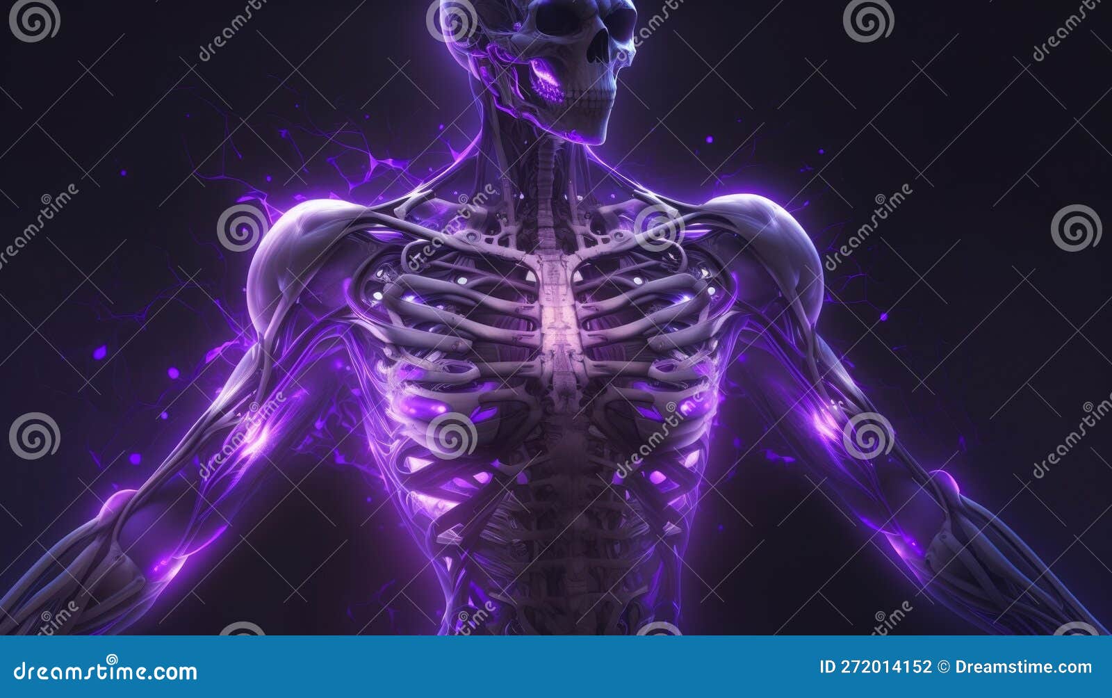 A Human Body Illuminated by Harsh Purple Hues Augmented by Complex ...