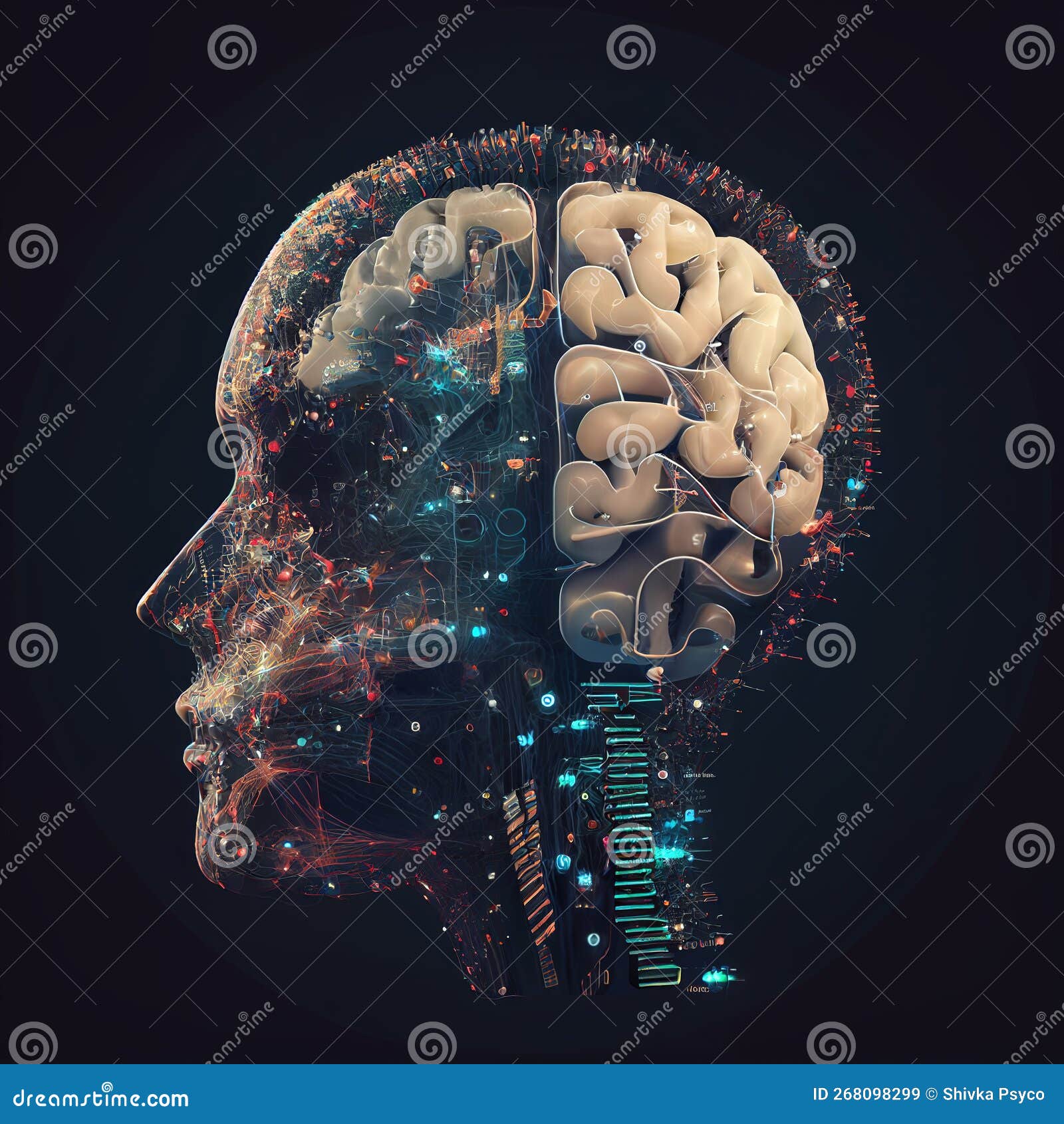 Human Body and Machine Generative AI Stock Illustration - Illustration ...