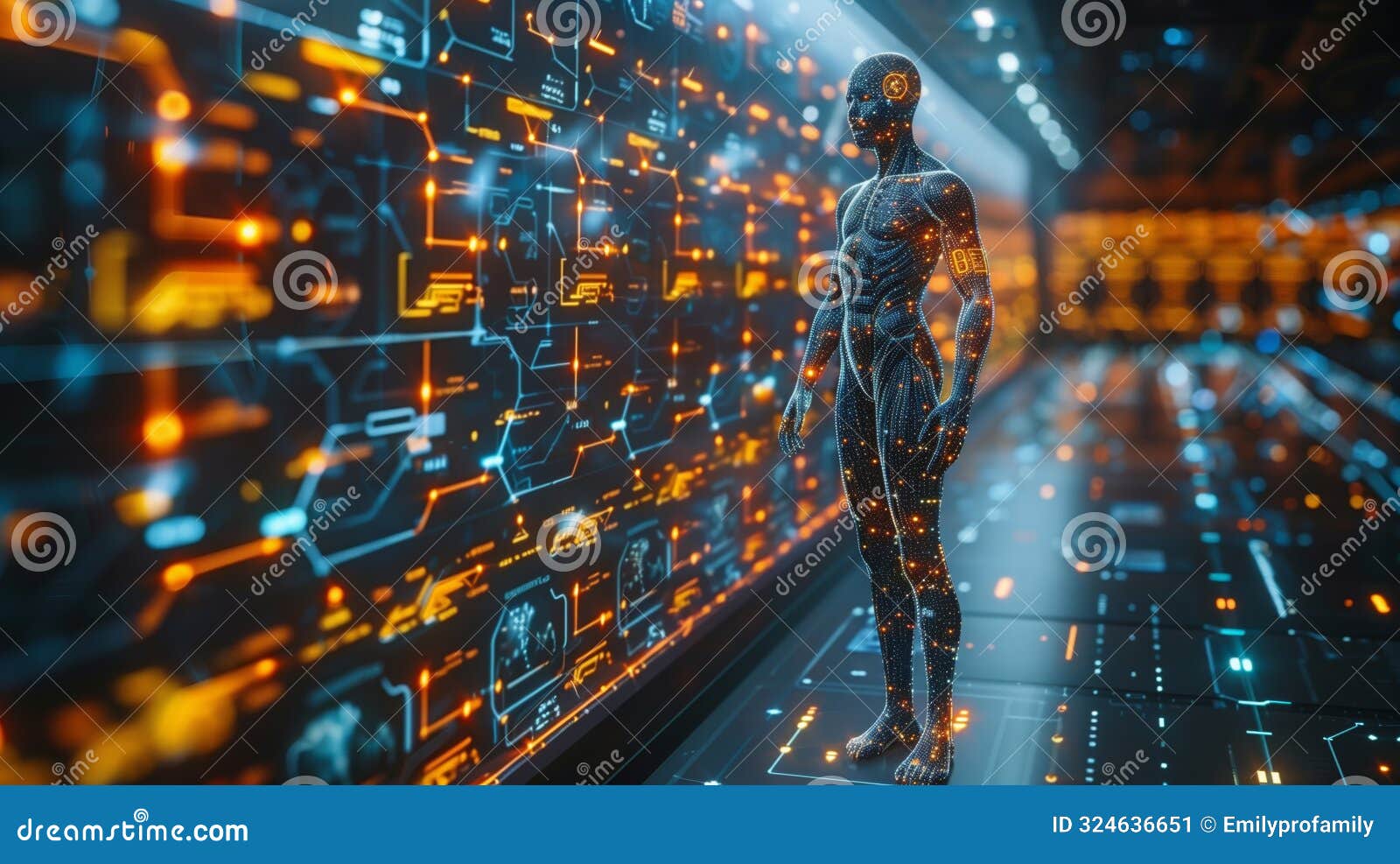 Digital Representation of a Human Body with Wearable Biosensors Stock ...
