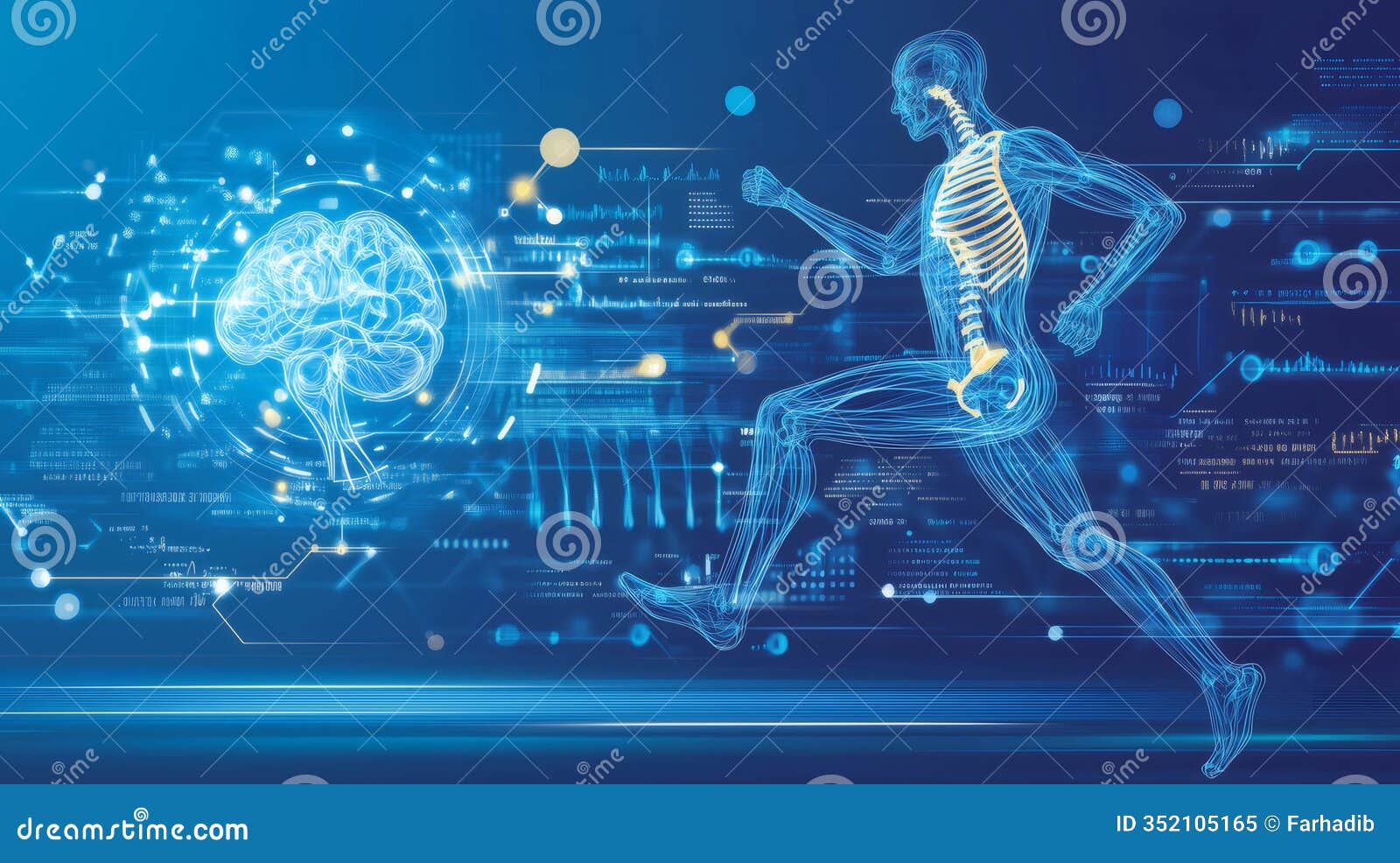 Human Body Running with Brain and Futuristic Interface, Exploring the ...