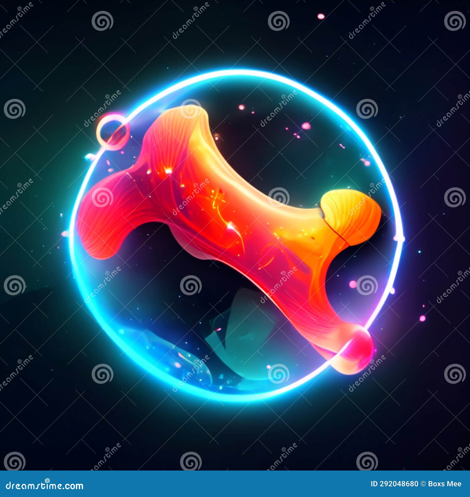 Human Bone in Neon Light. Vector Illustration in a Flat Style Stock ...