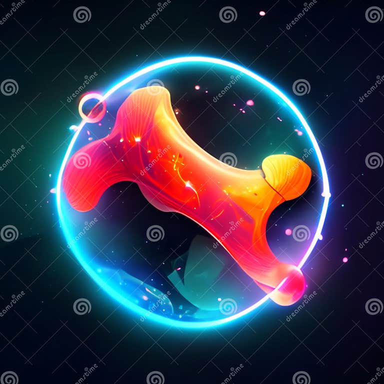 Human Bone in Neon Light. Vector Illustration in a Flat Style Stock ...