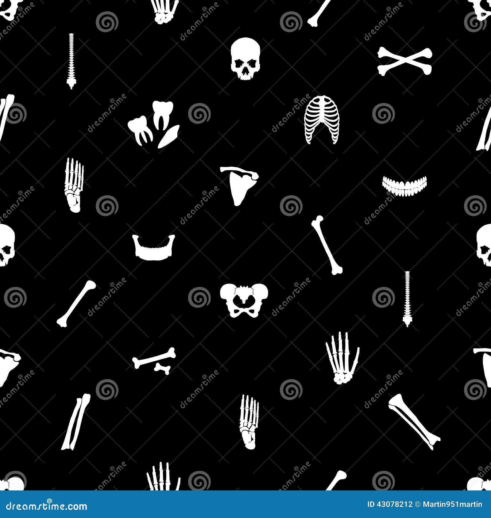 Human Bones Black Seamless Pattern Stock Vector - Illustration of ...