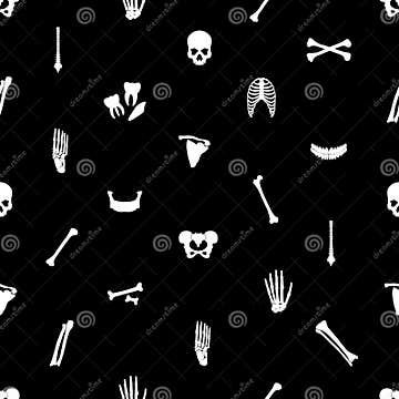 Human Bones Black Seamless Pattern Stock Vector - Illustration of ...