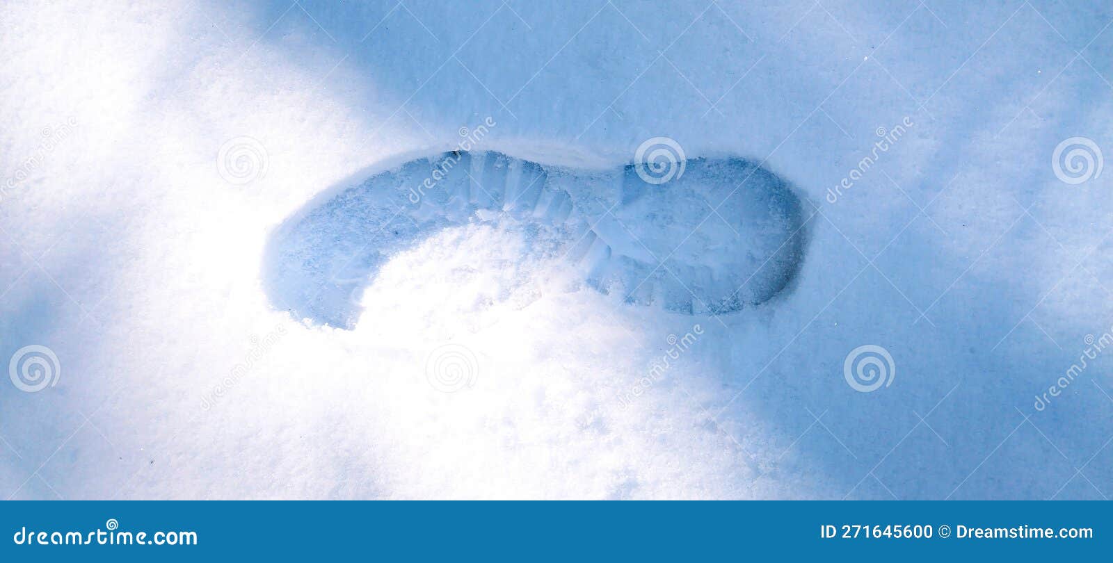Human Boots Footprints in Snow. Boot Print on the Snow Stock Photo ...