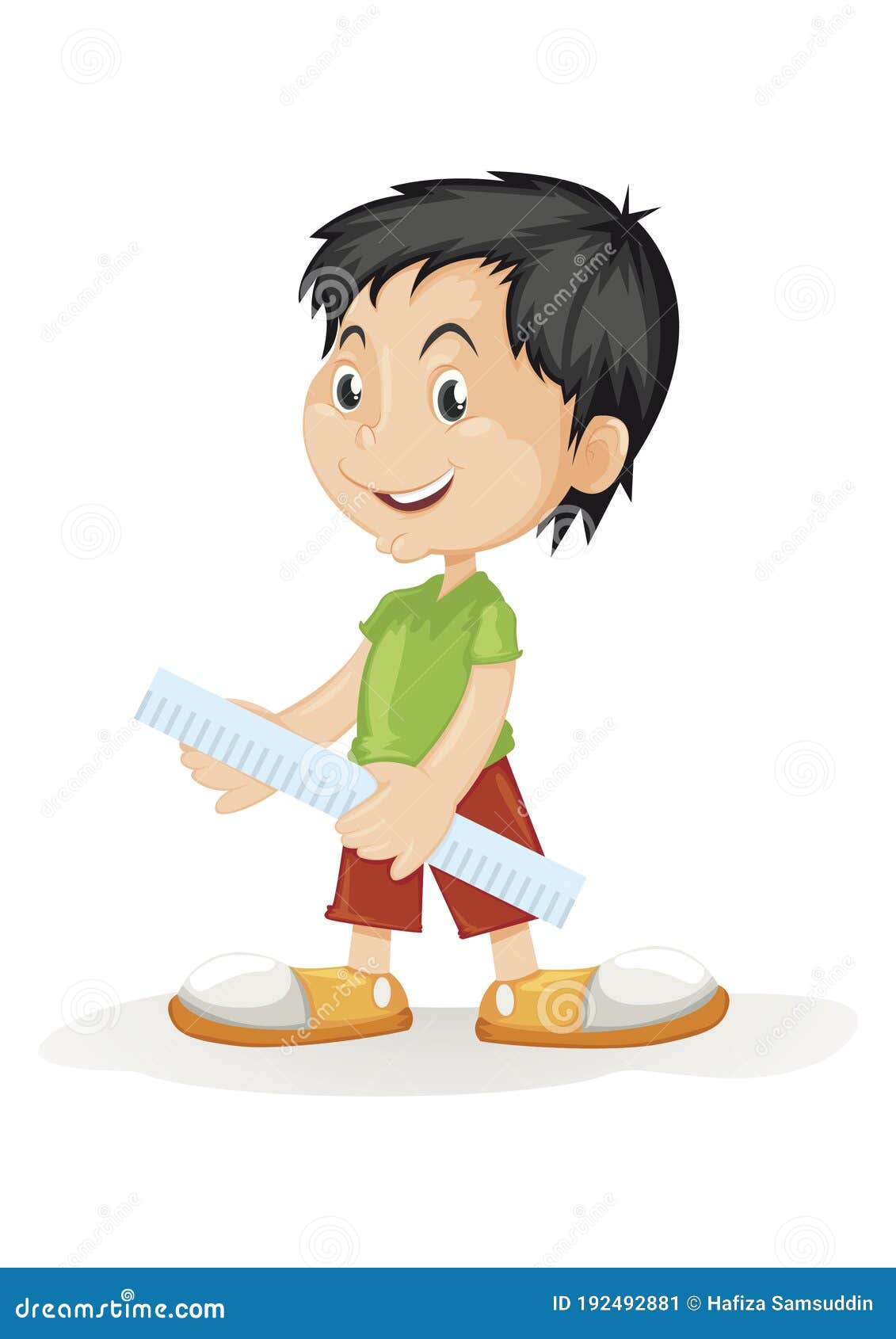 Human Boy Holding a Ruler. Vector Illustration Decorative Design Stock ...