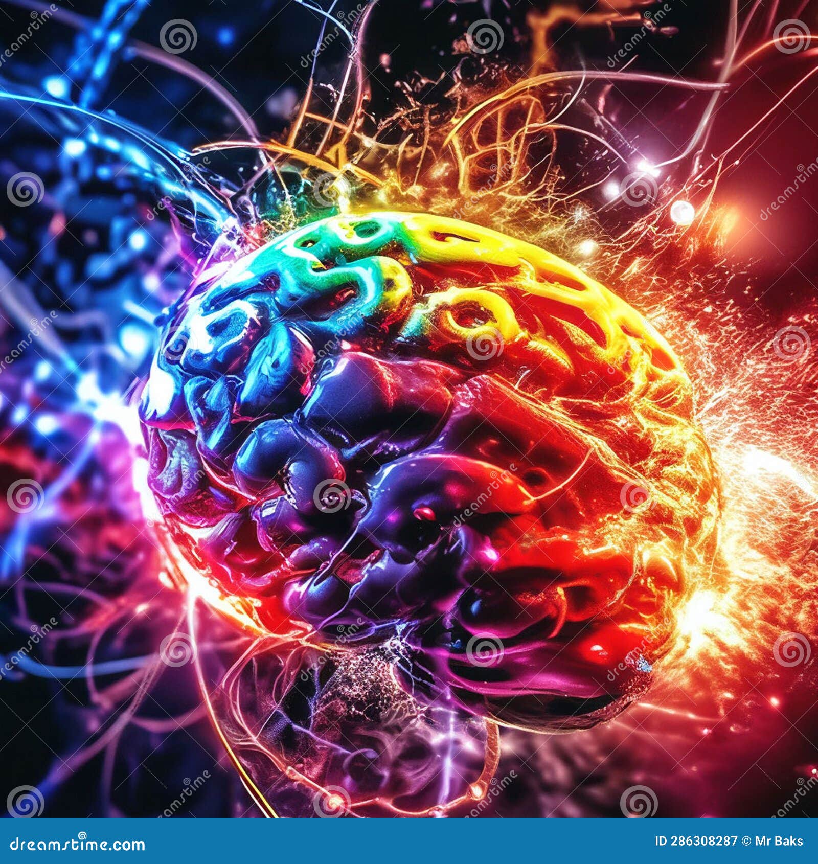 Human Brain on Abstract Background. Stock Illustration - Illustration ...