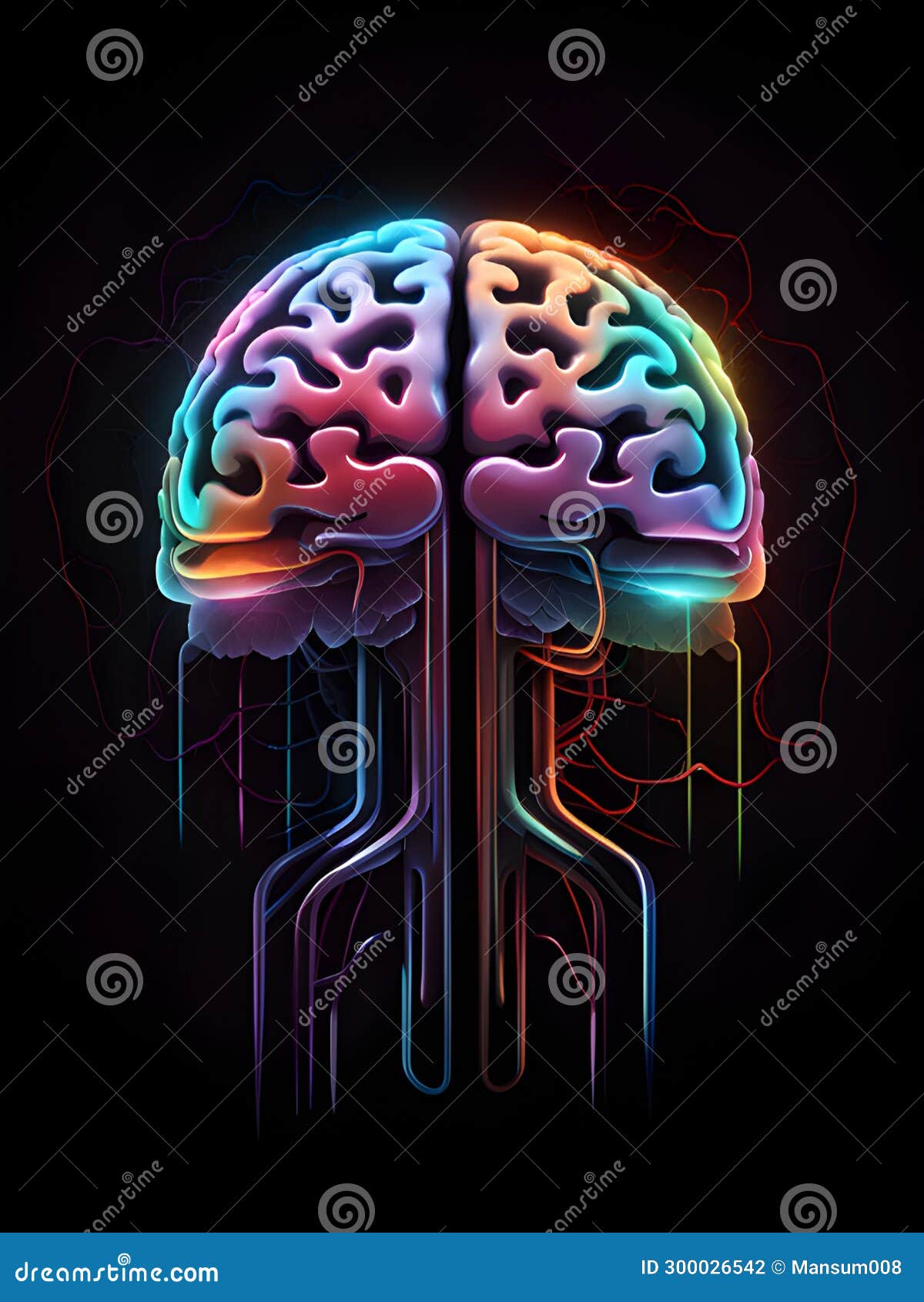 Human Brain with Abstract Lines. Illustration Stock Illustration ...