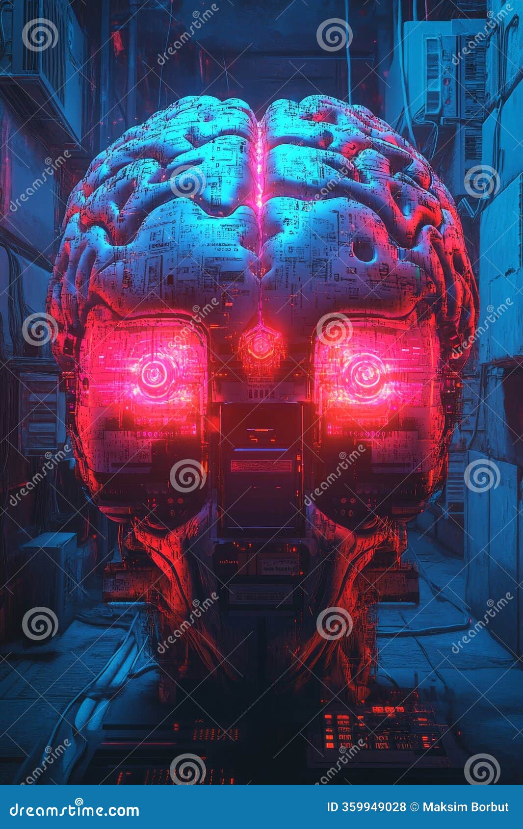 Human Brain Aglow, Encapsulating the Essence of Stock Markets, Machine ...