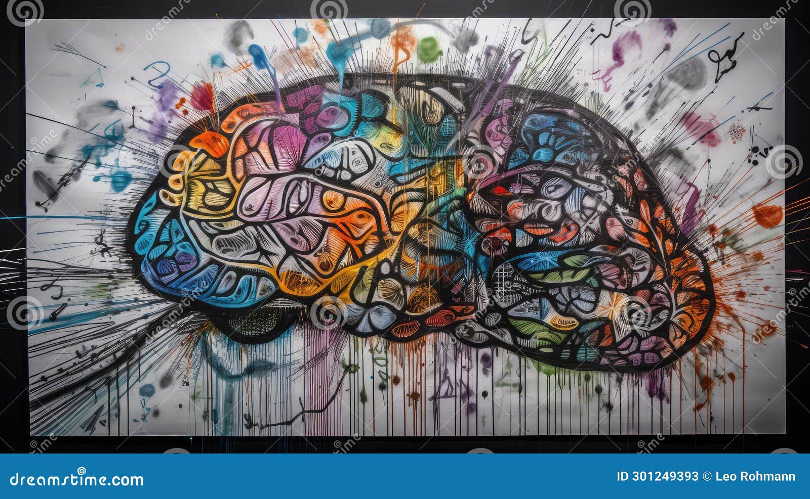 Human Brain AI Colorful Doodle Sketch Illustration, Learning New ...