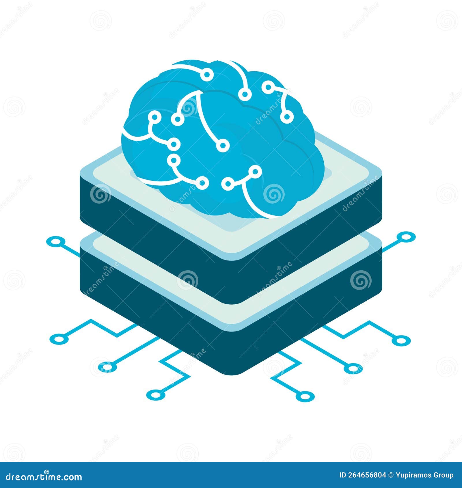 Human brain AI icon stock vector. Illustration of smart - 264656804