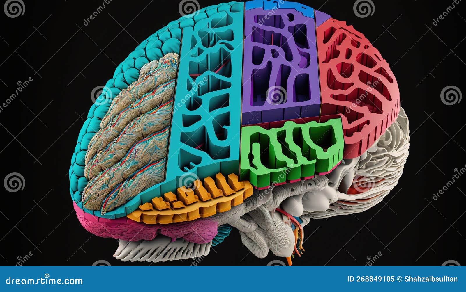 Human Brain Anatomy Color Coded Stock Illustration | CartoonDealer.com ... Human Brain Anatomy Color Coded Stock Illustration | CartoonDealer.com ...
