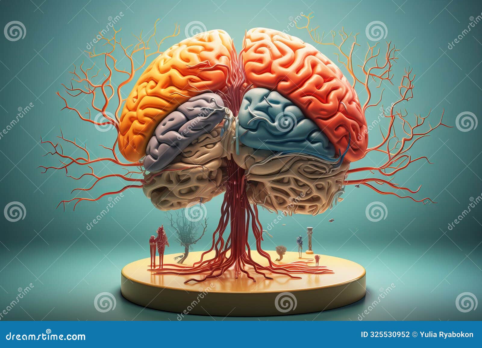 Human Brain Anatomy Concept with Miniature Figures Stock Illustration ...