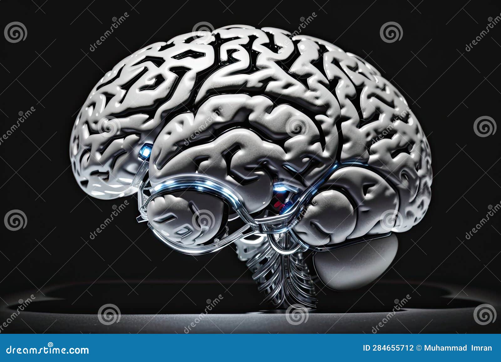 3D View of Human Brain Isolated on Black Background Stock Illustration ...