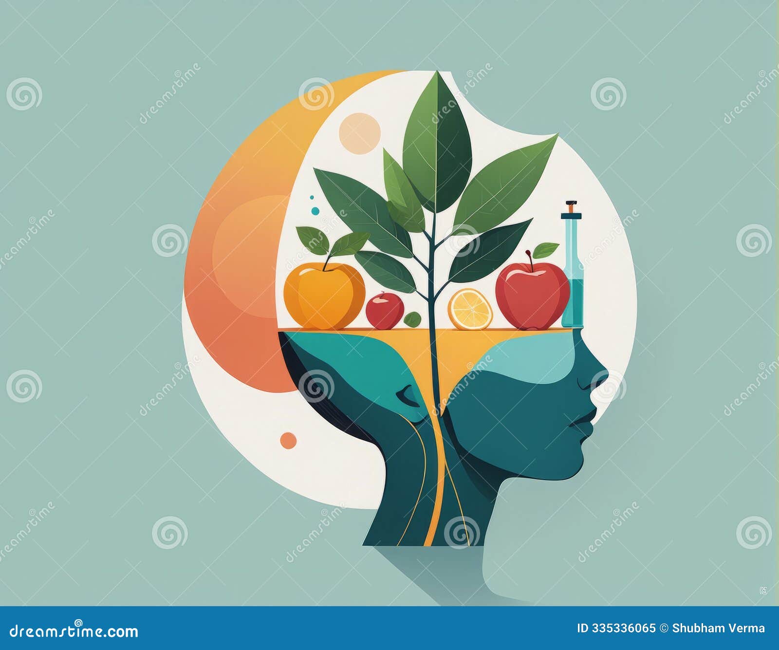 Human Brain with Apple and Brain Inside Human Brain with Apple and ...