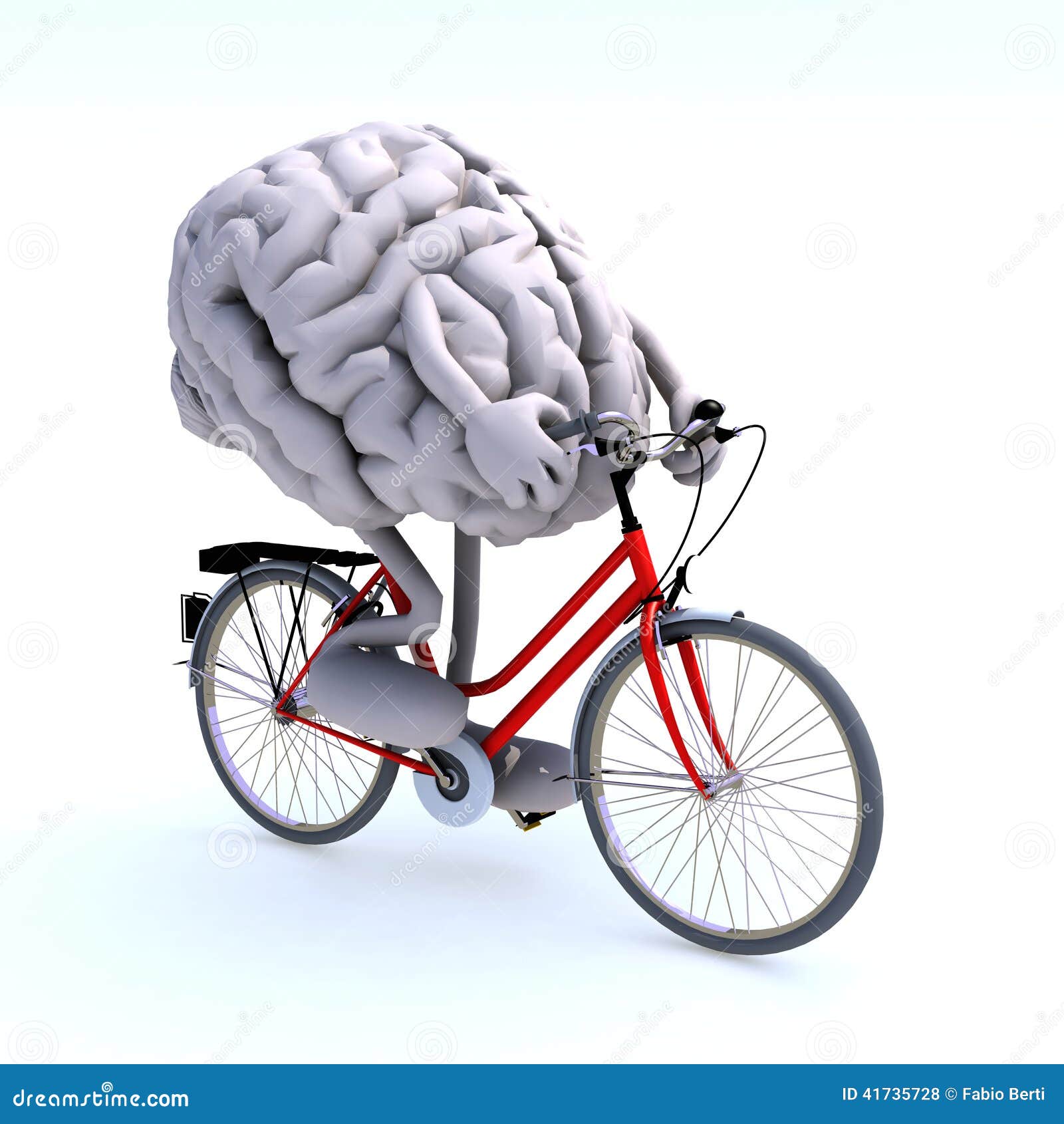 Human Brain with Arms and Legs Riding a Bicycle Stock Illustration ...