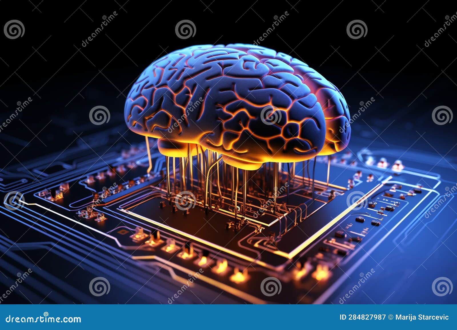 Human Brain and Artificial Intelligence Concept, Big Data Processing ...