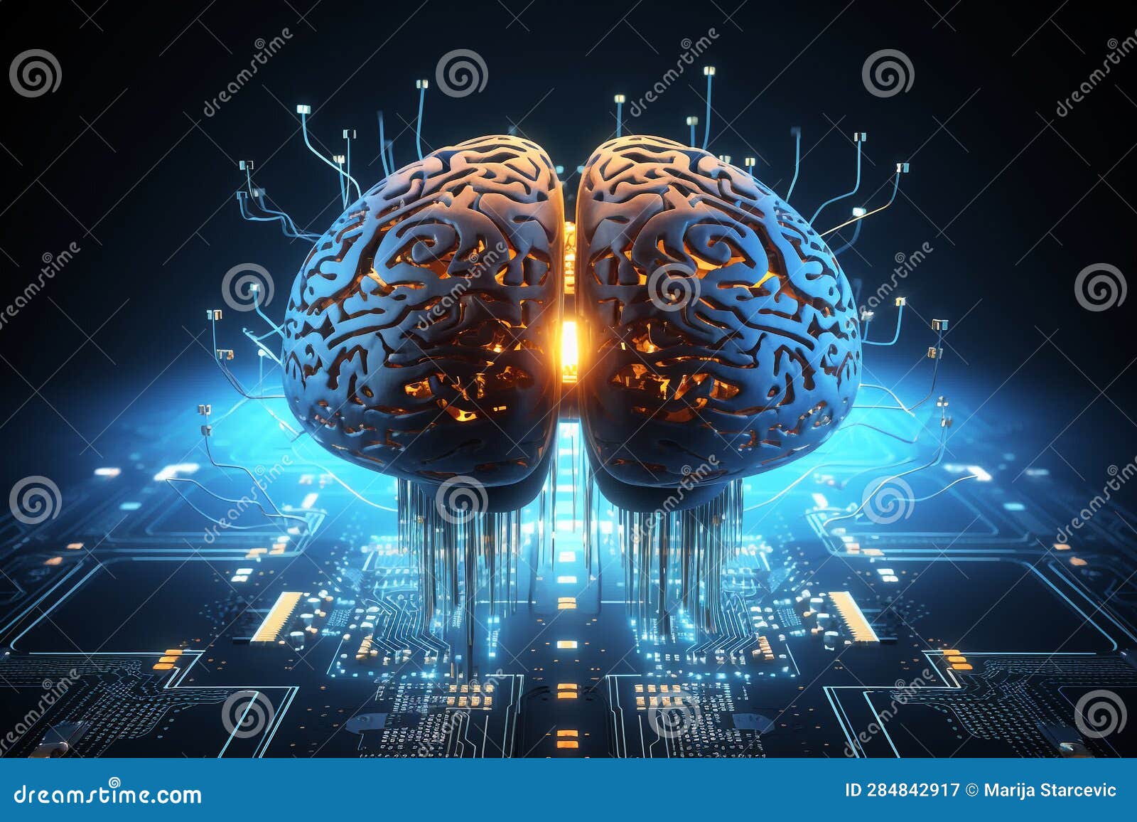 Human Brain and Artificial Intelligence Concept, Big Data Processing ...