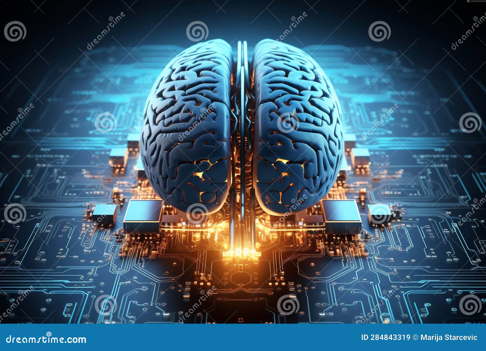 Human Brain and Artificial Intelligence Concept, Big Data Processing ...