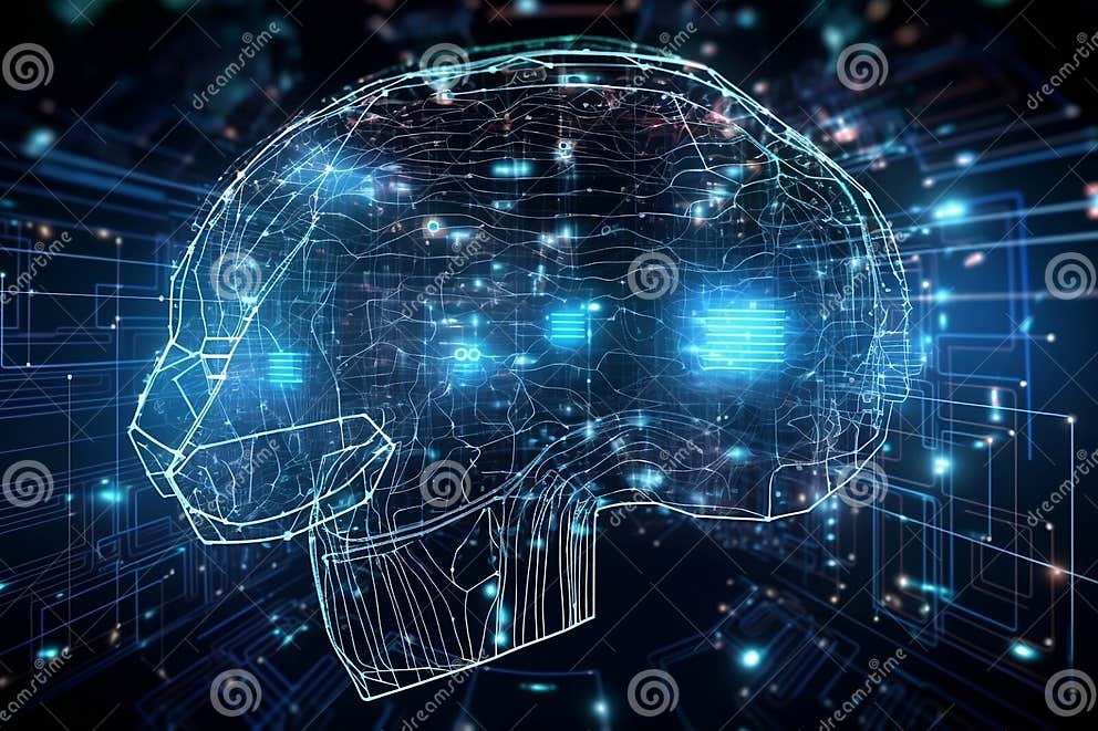 The Human Brain and Artificial Intelligence. Generative AI. Stock ...