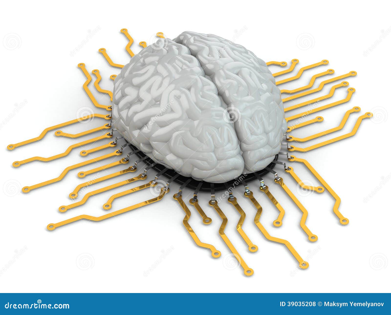 Human Brain As Computer Chip. Concept of CPU Stock Illustration ...