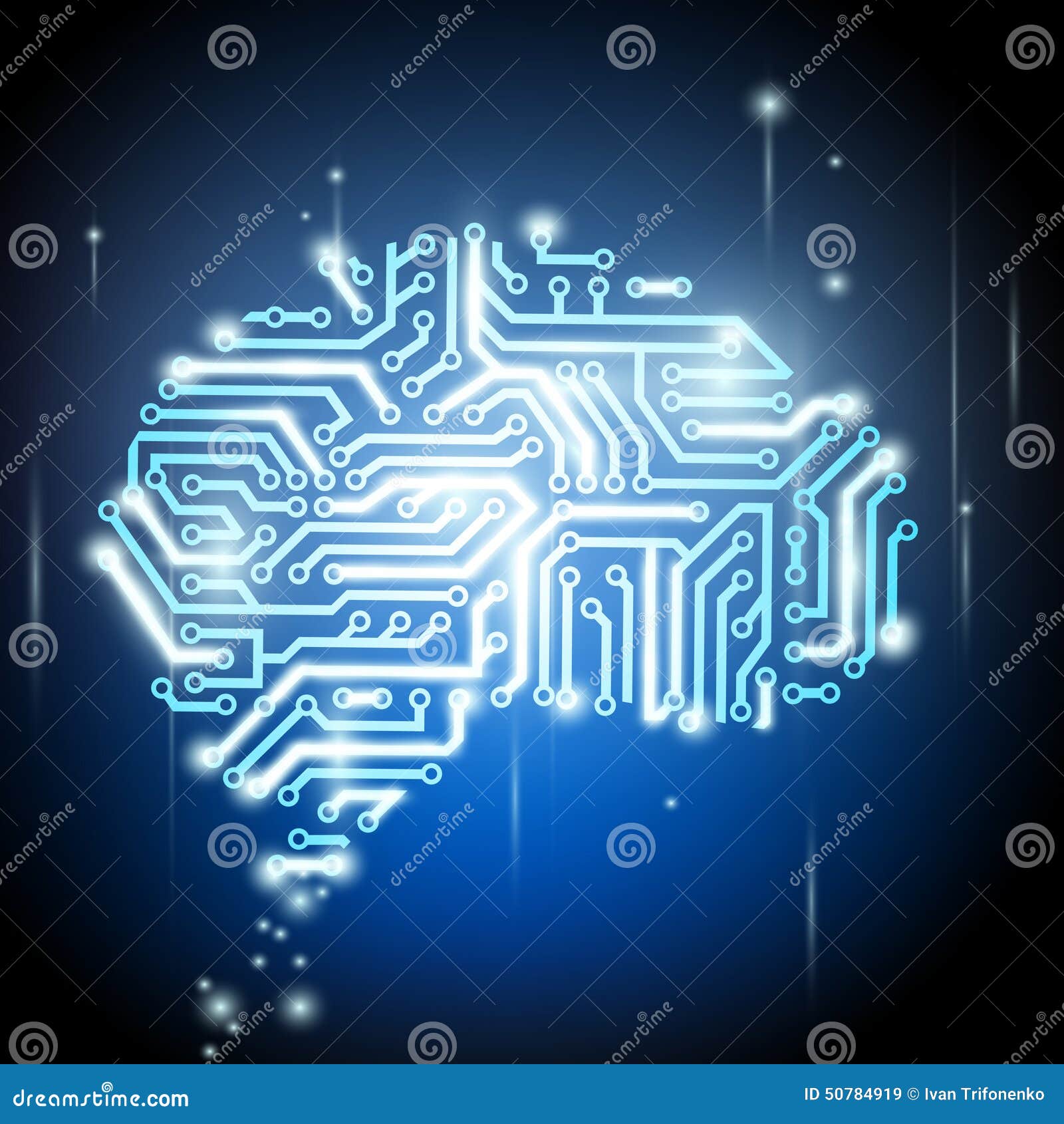 Human Brain As a Computer Chip Stock Vector - Illustration of fiber ...