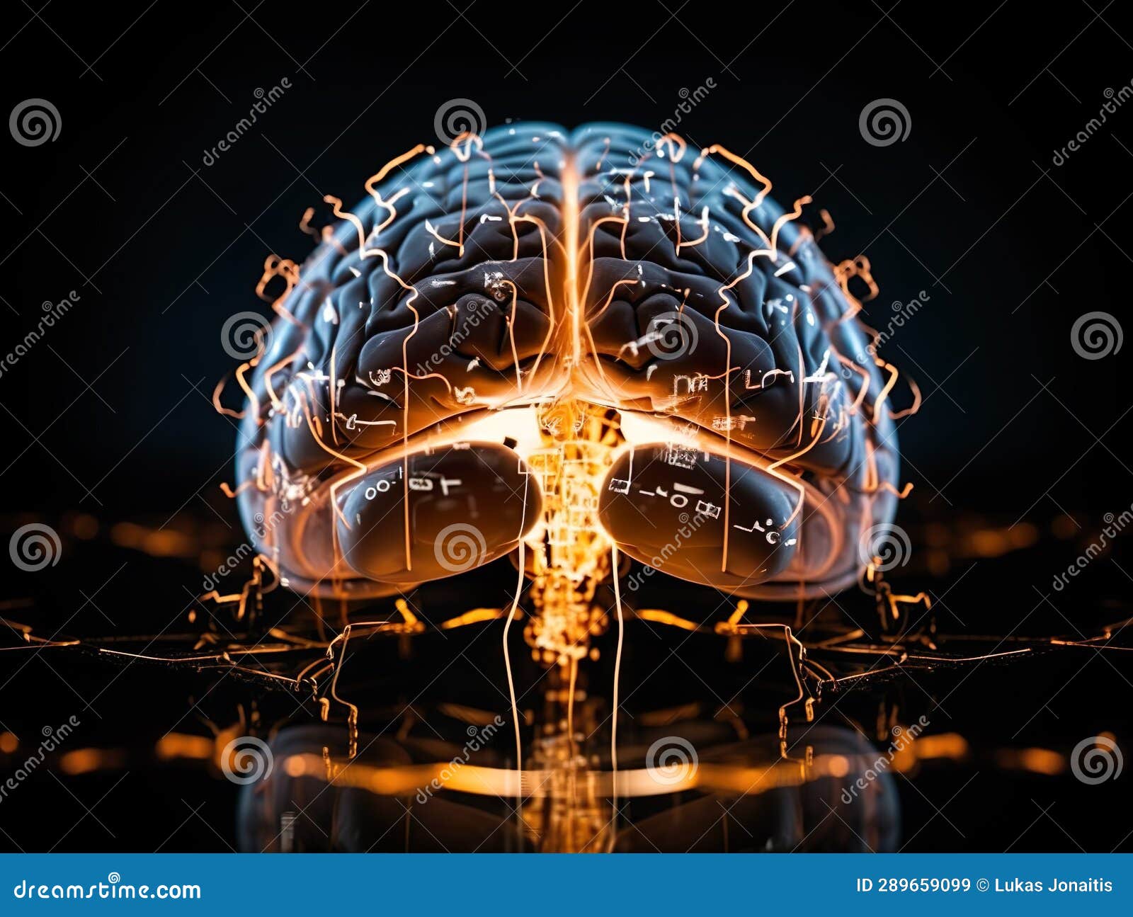 Human Brain As a Computer Microchip. AI Based Computer Microchip. Generative AI Stock Image ...