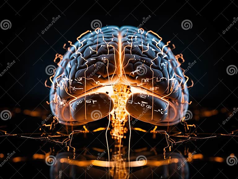 Human Brain As a Computer Microchip. AI Based Computer Microchip. Generative AI Stock Image ...