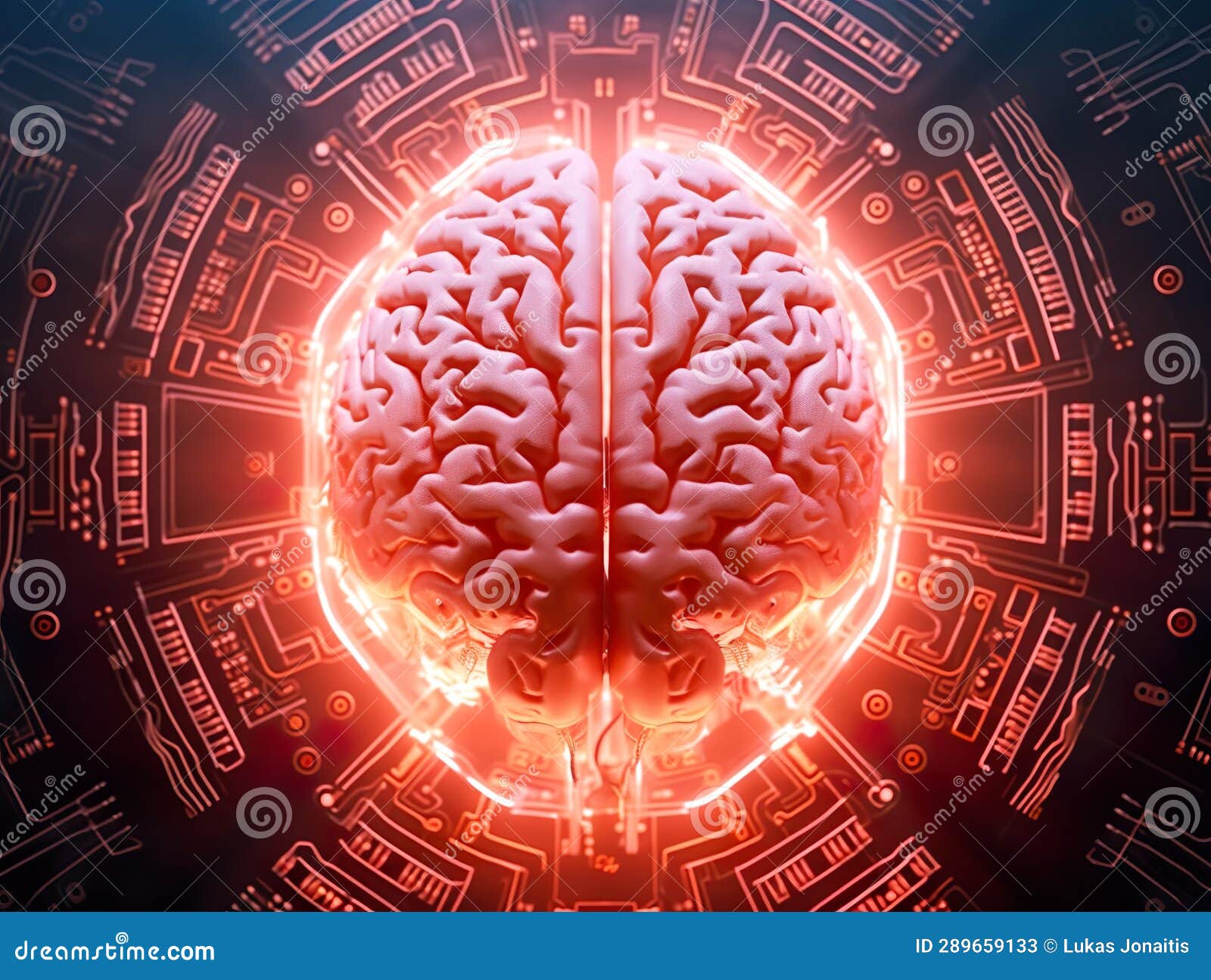 Human Brain As a Computer Microchip. AI Based Computer Microchip. Generative AI Stock Image ...