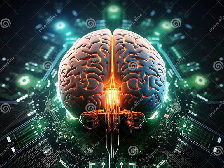 Human Brain As a Computer Microchip. AI Based Computer Microchip ...