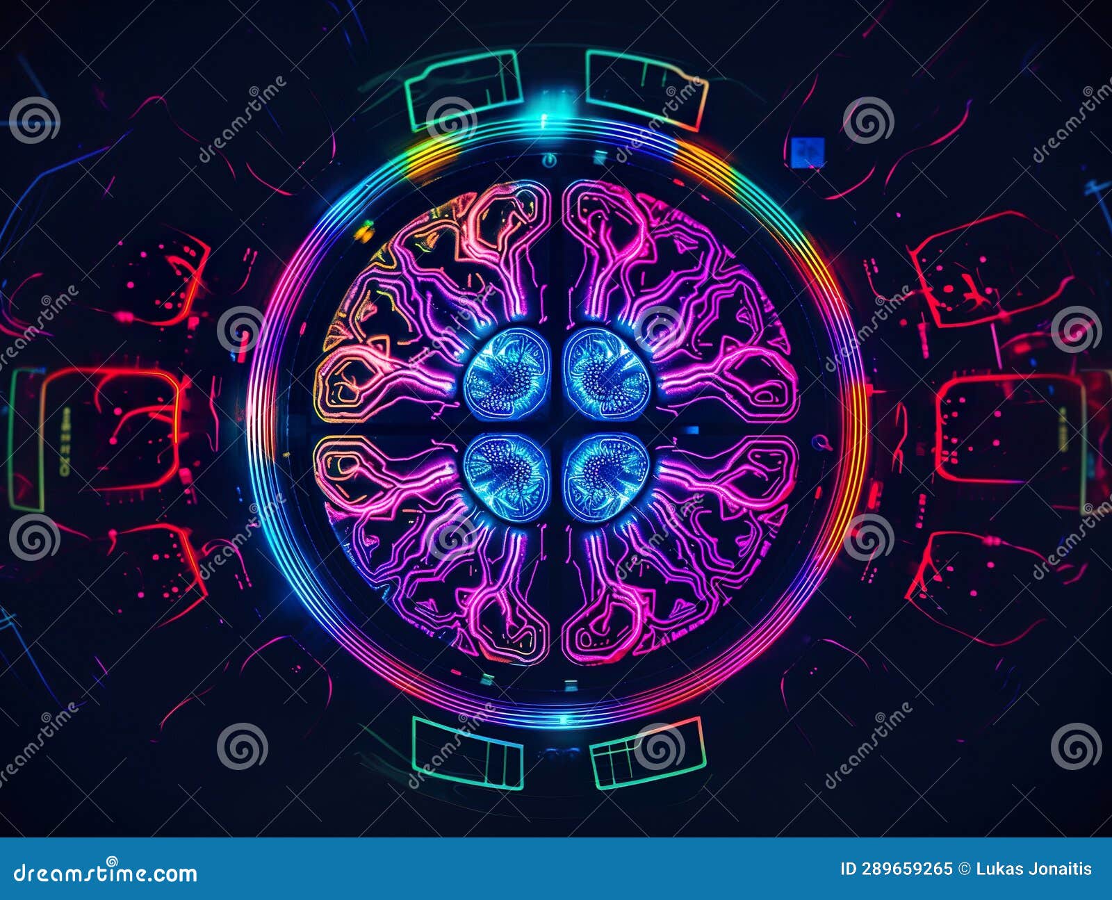 Human Brain As a Computer Microchip. AI Based Computer Microchip. Generative AI Stock ...