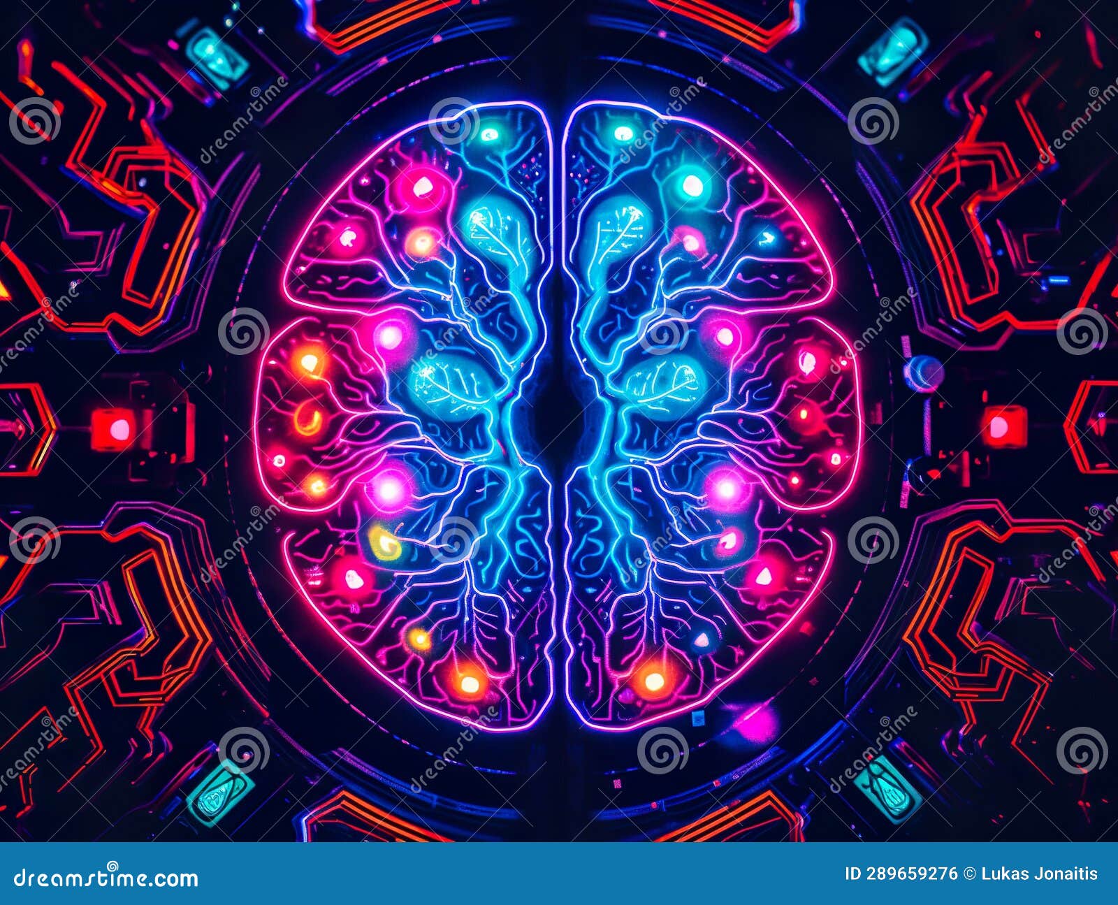 Human Brain As a Computer Microchip. AI Based Computer Microchip. Generative AI Stock ...