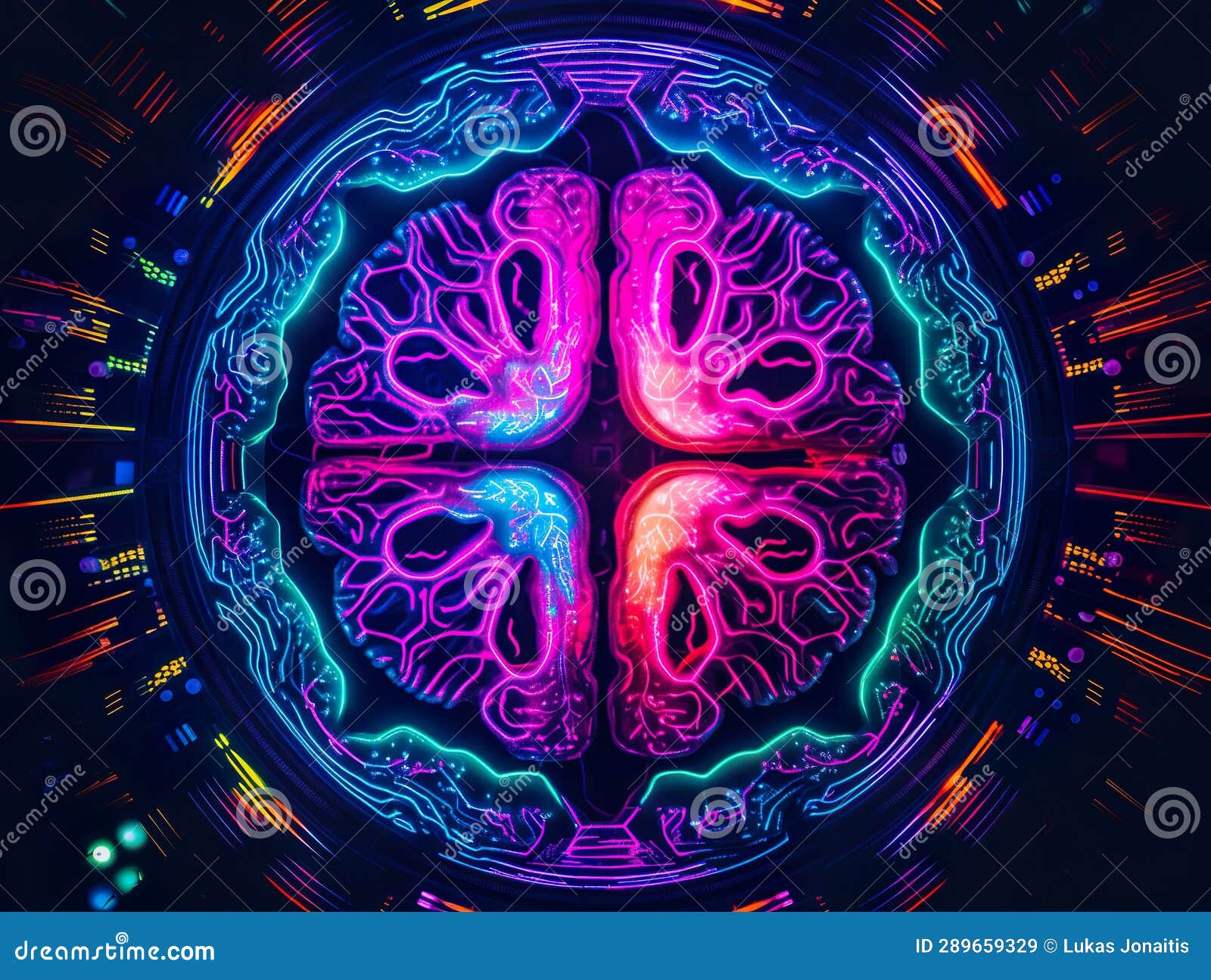 Human Brain As a Computer Microchip. AI Based Computer Microchip ...