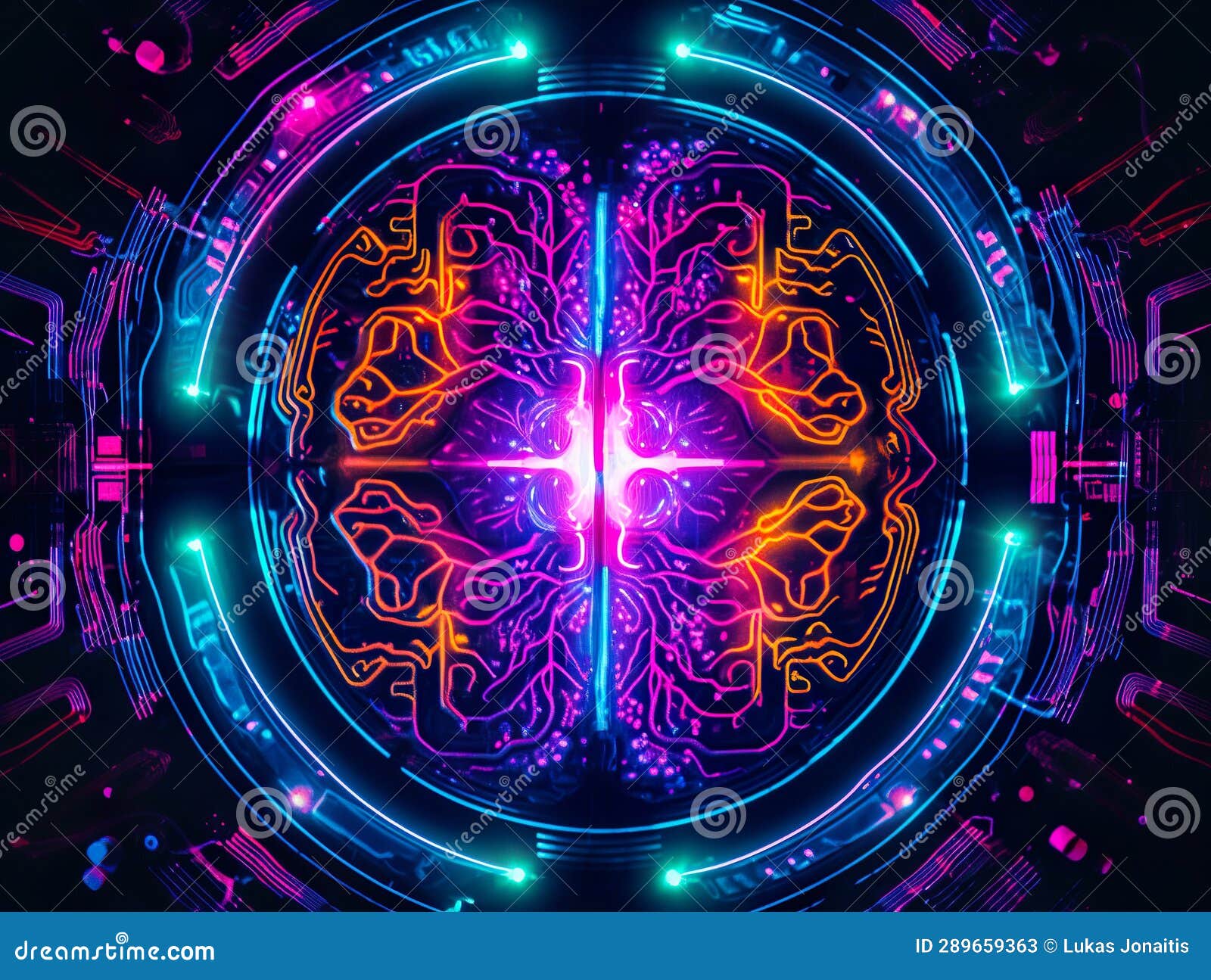 Human Brain As a Computer Microchip. AI Based Computer Microchip. Generative AI Stock Image ...