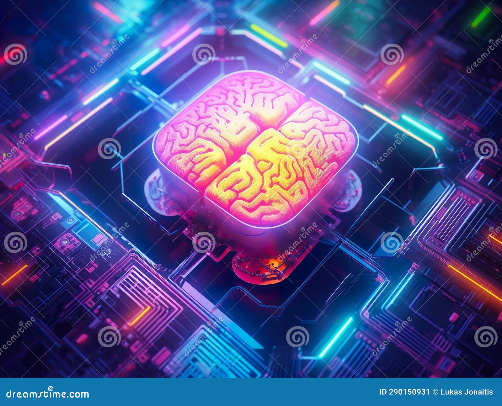 Human Brain As a Computer Microchip. AI Based Computer Microchip ...