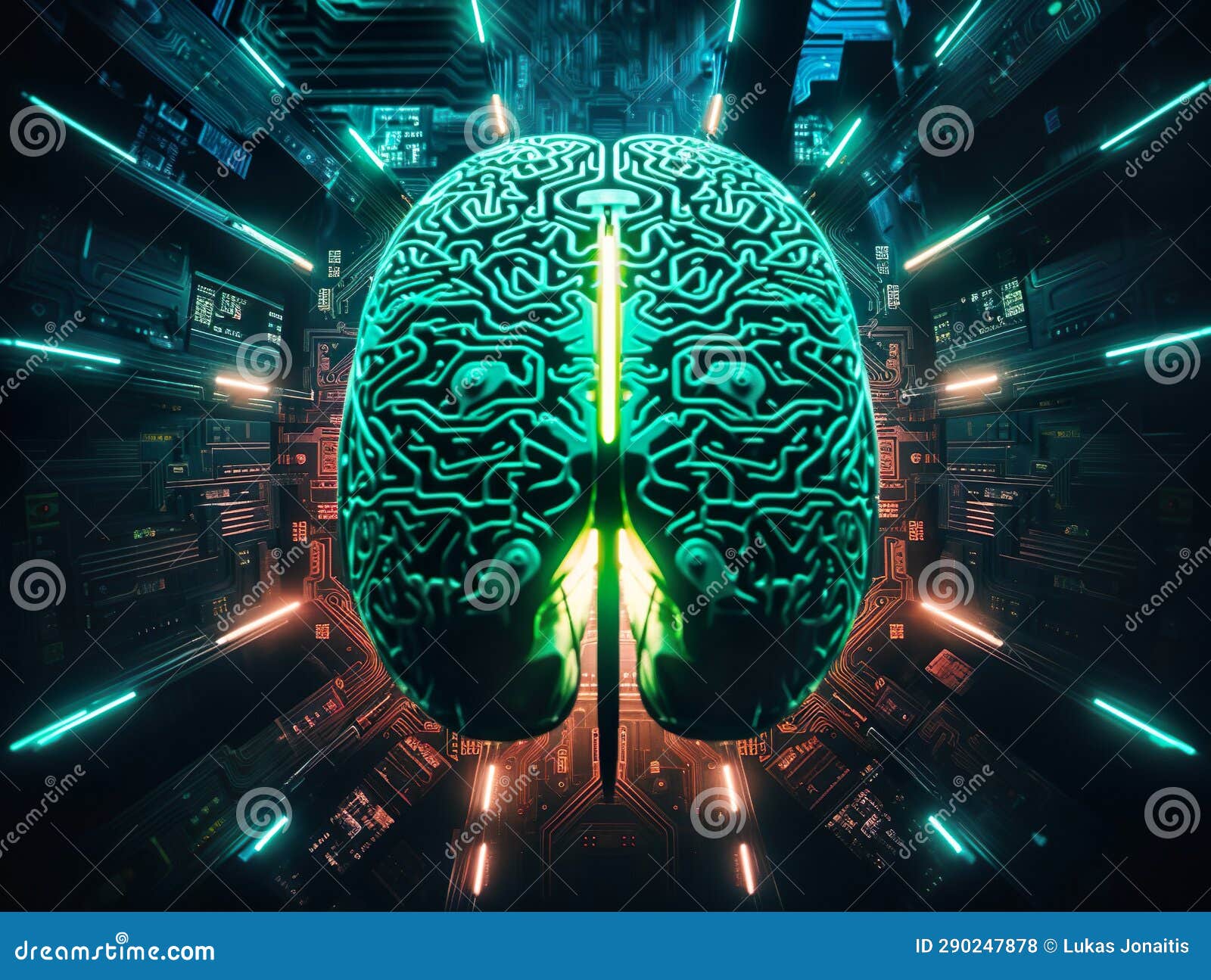 Human Brain As a Computer Microchip. AI Based Computer Microchip ...