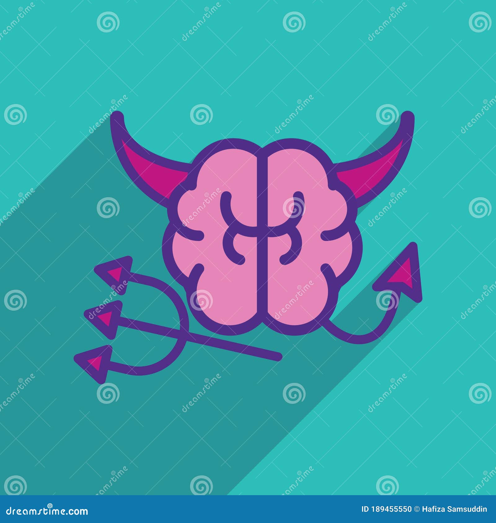 Human Brain As Devil. Vector Illustration Decorative Design Stock ...