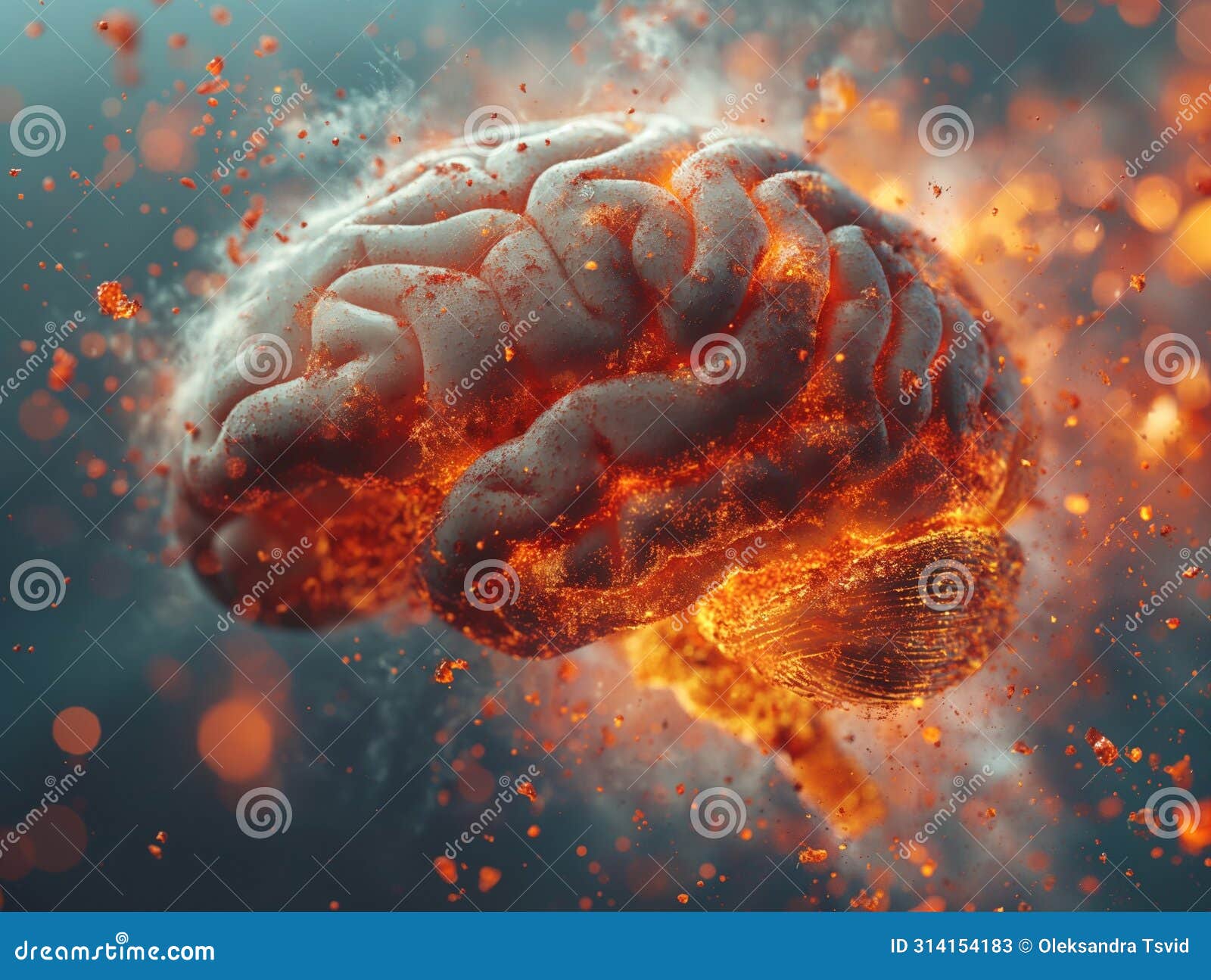 Human Brain Background, Concept with Brain Exploding Ideas. Mind Blown ...