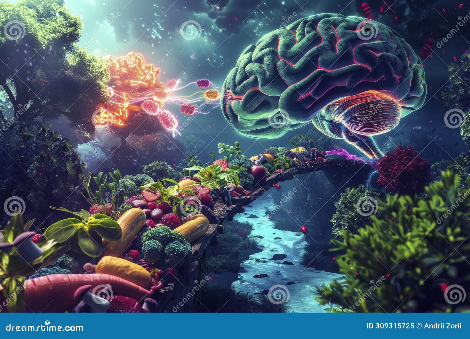 Human Brain and Bacteria Interaction Concept Stock Image - Image of ...