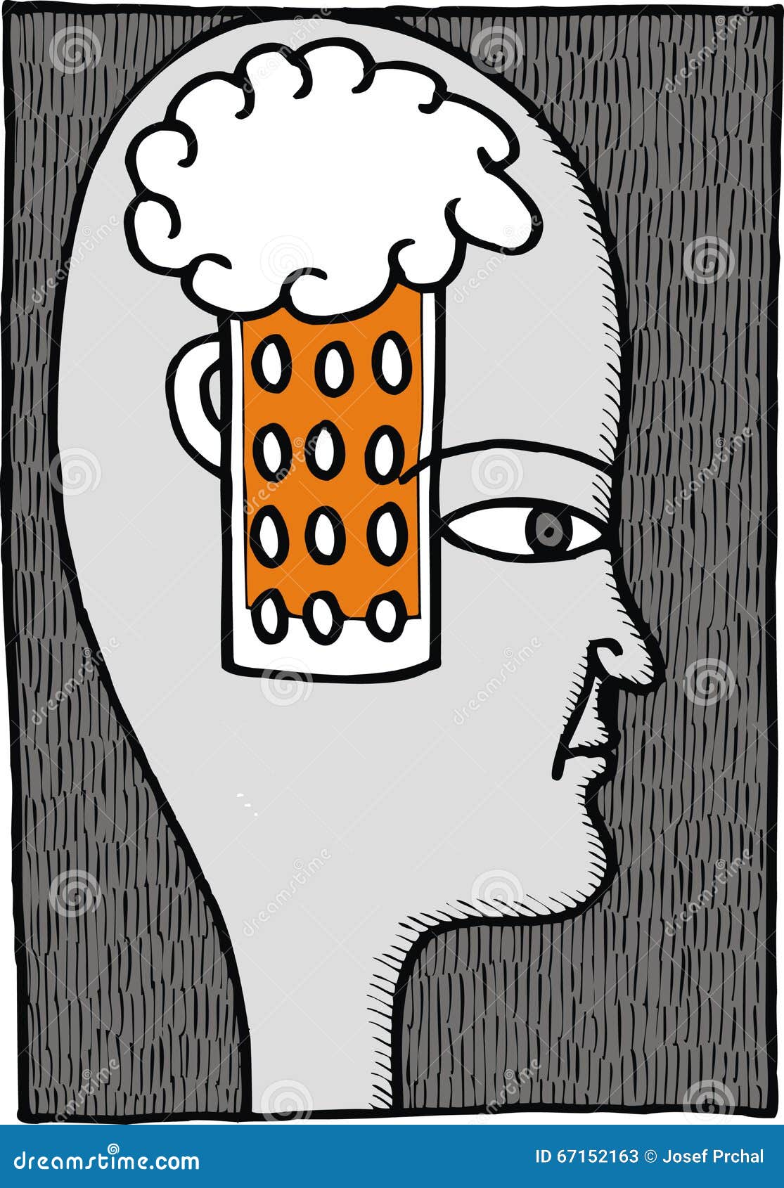 Human brain and beer stock vector. Illustration of mind - 67152163
