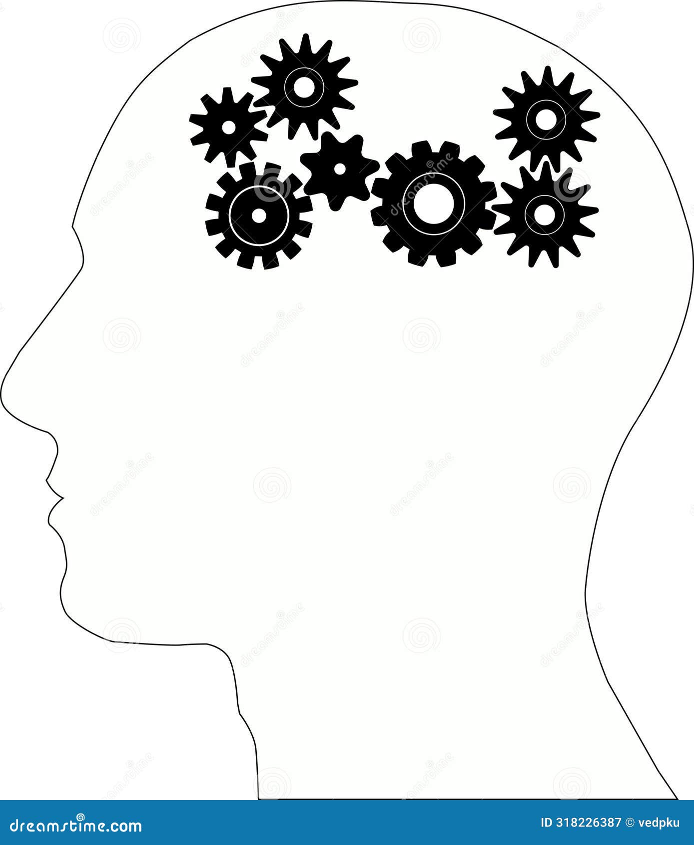 Human Brain Black and White, Thinking Sign, Human Brain in Head Icon ...