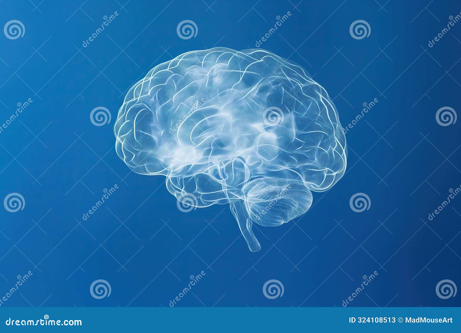 Human Brain on a Blue Background Stock Illustration - Illustration of ...