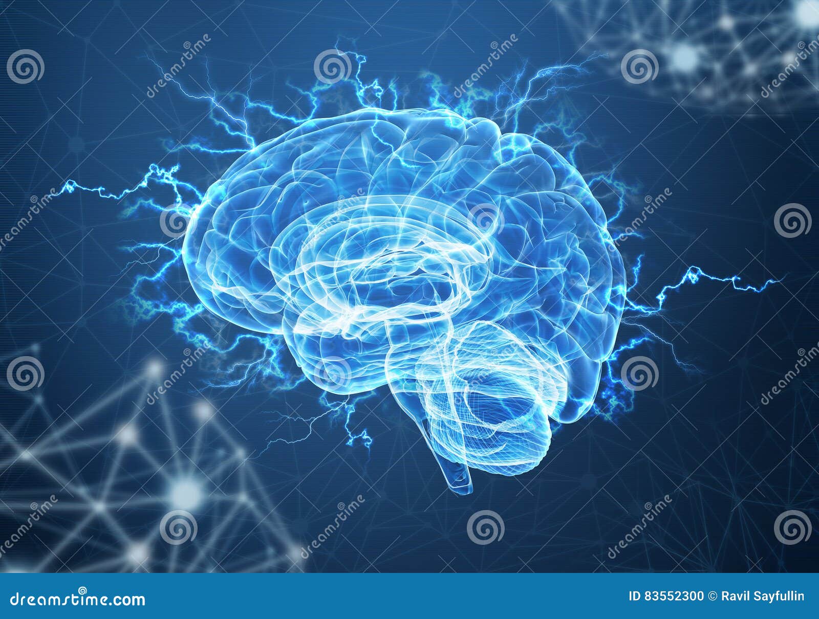 A Human Brain on Blue Background Stock Photo - Image of idea, medicine ...
