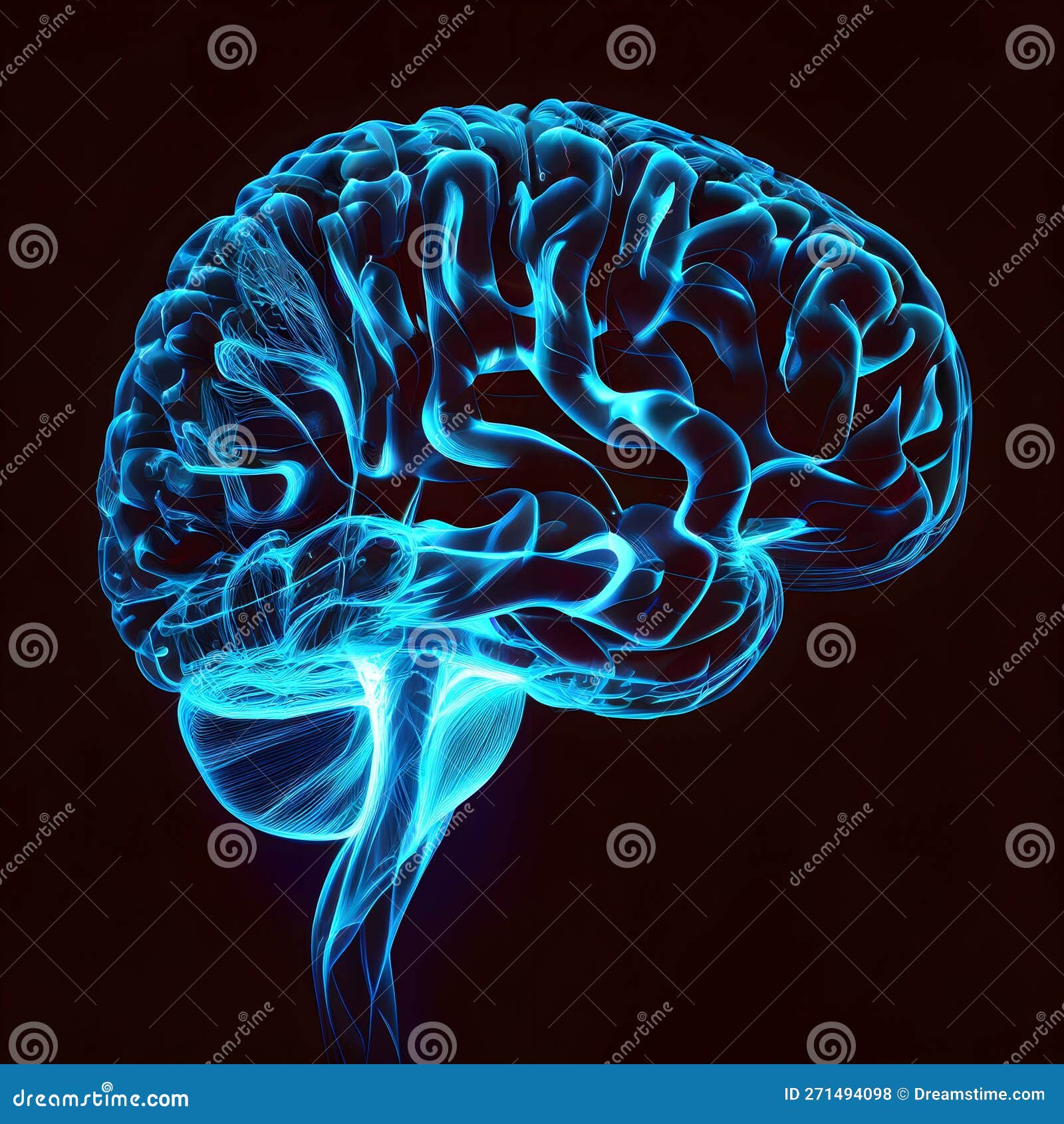 Human Brain with Blue Colors. Stock Illustration - Illustration of ...