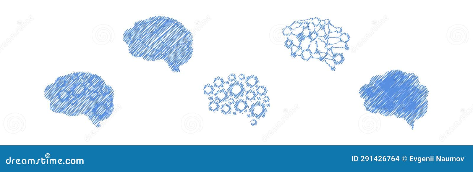 Human Brain Blue Icon and Drawn Symbol Vector Set Stock Illustration ...