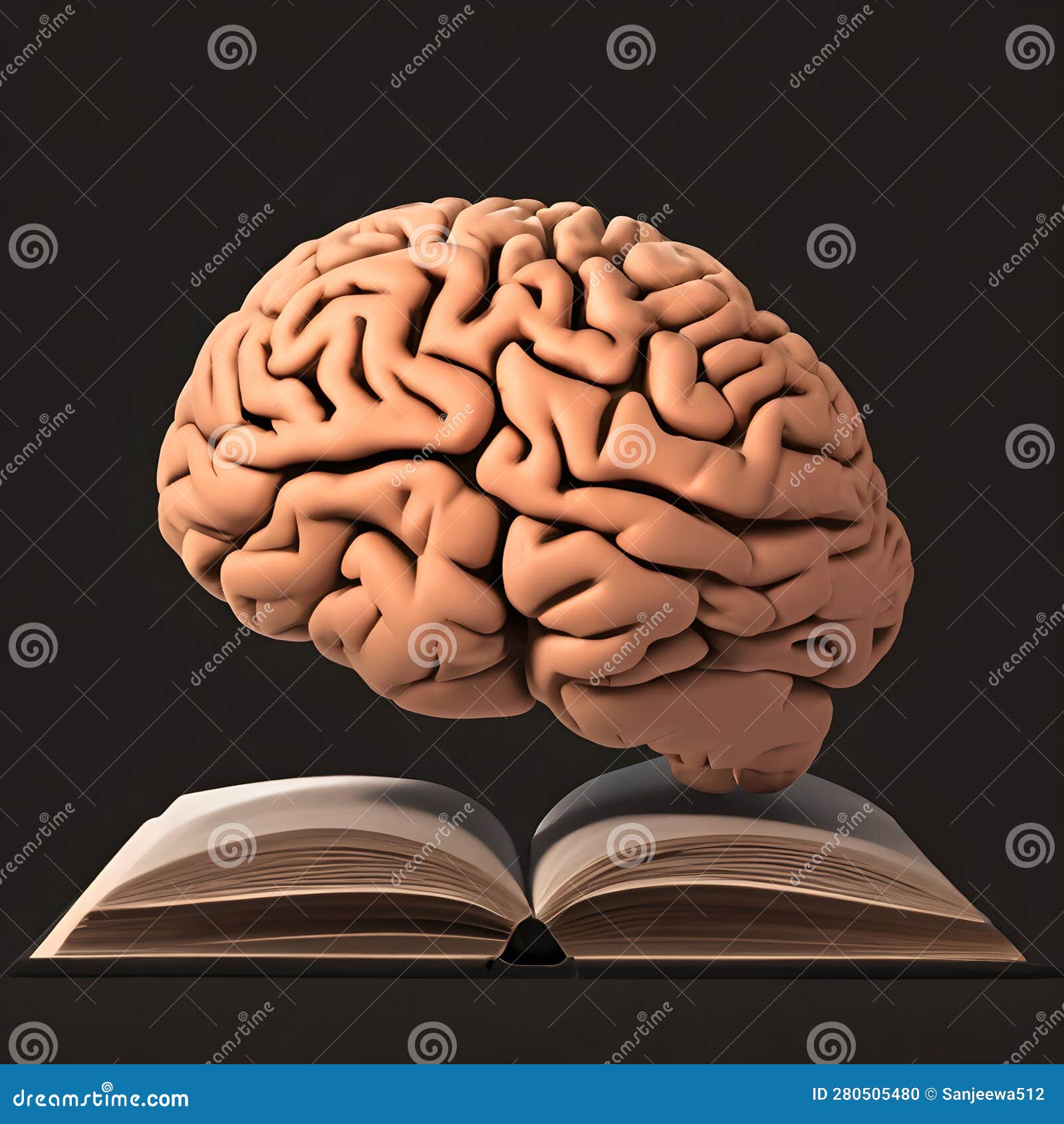 Human brain with book stock illustration. Illustration of organ - 280505480