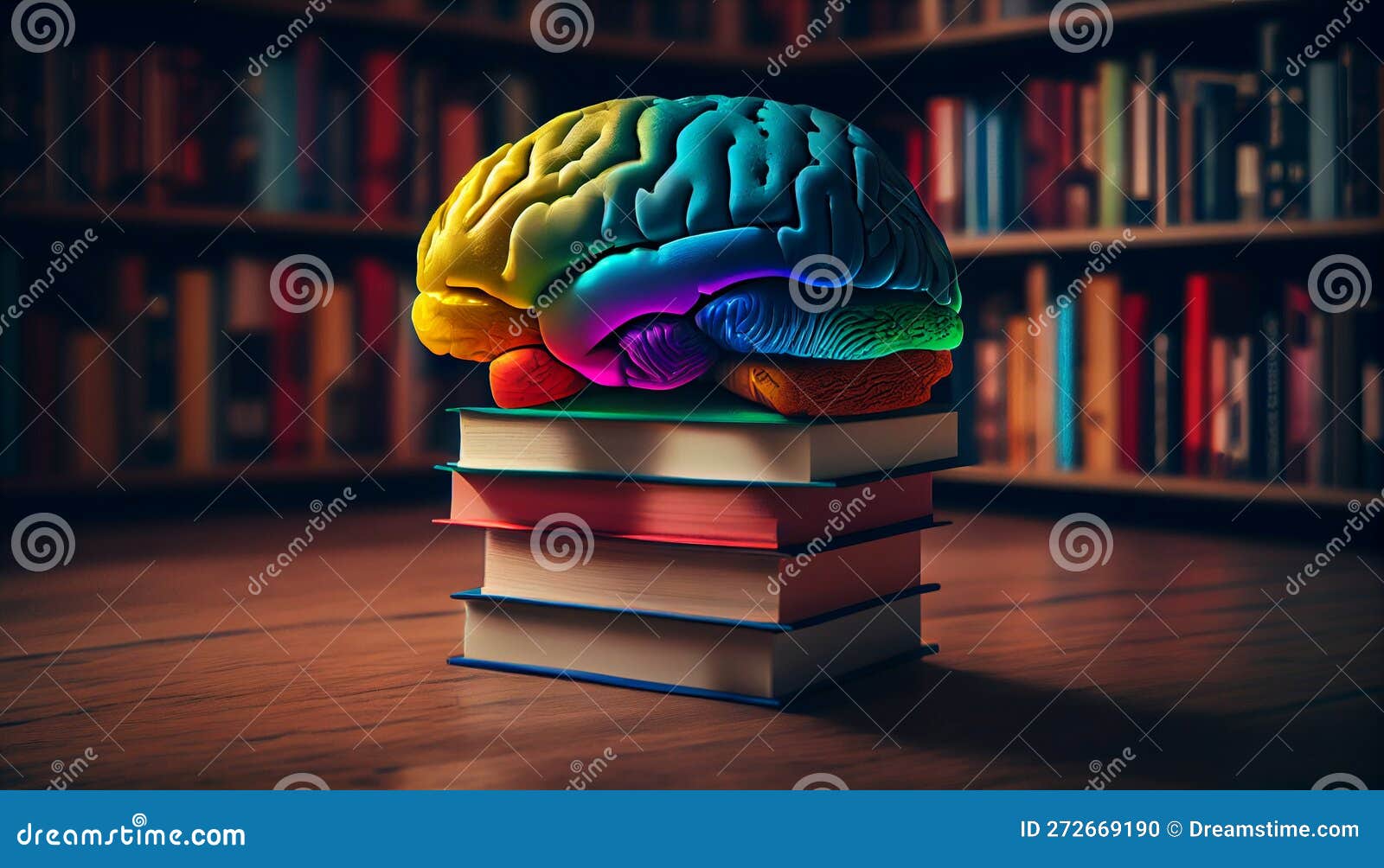 Human Brain and Books. Education Concept Stock Illustration ...
